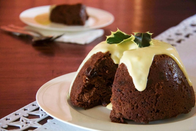 chocolate Christmas pudding with white chocolate custard - Cooker and a ...